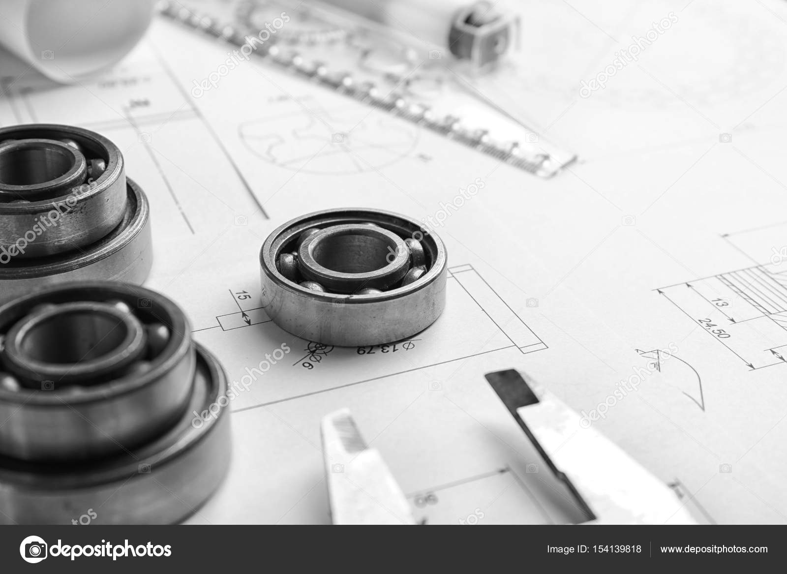 Engineering supplies and blueprints — Stock Photo © belchonock #154139818
