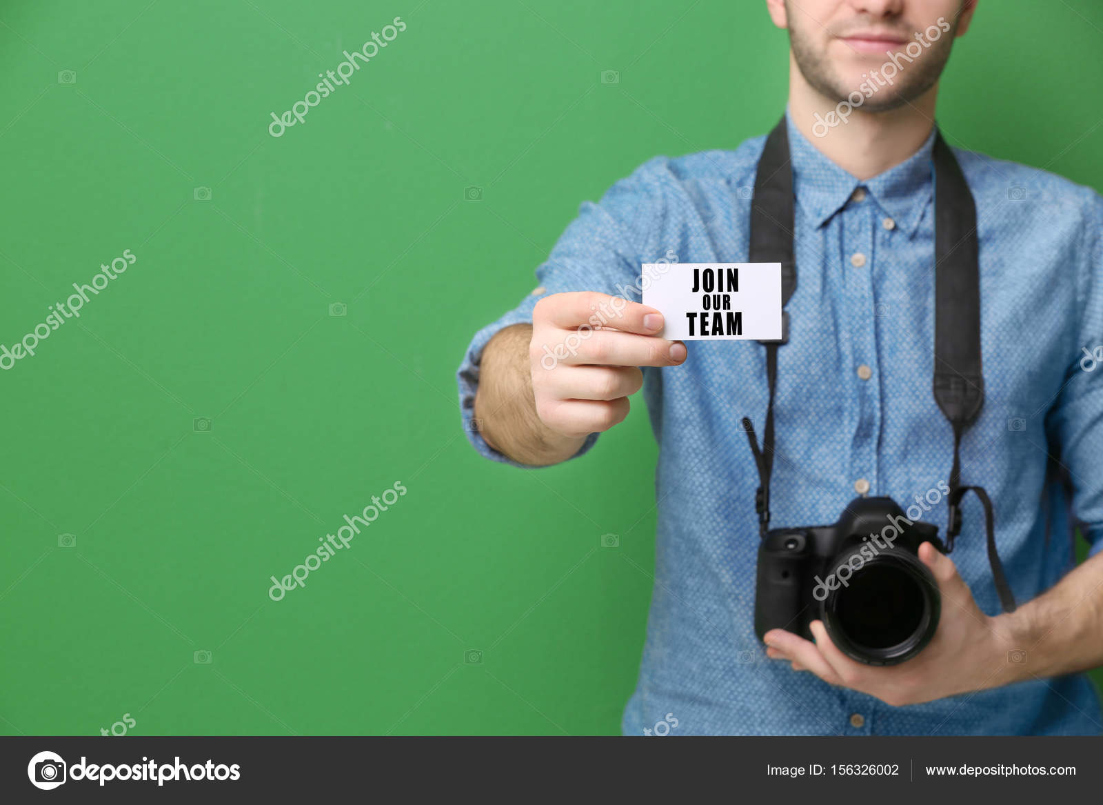 Photographer with text JOIN OUR TEAM Stock Photo by ©belchonock 156326002