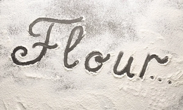 Silhouettes of alphabet letters on scattered flour — Stock Photo ...