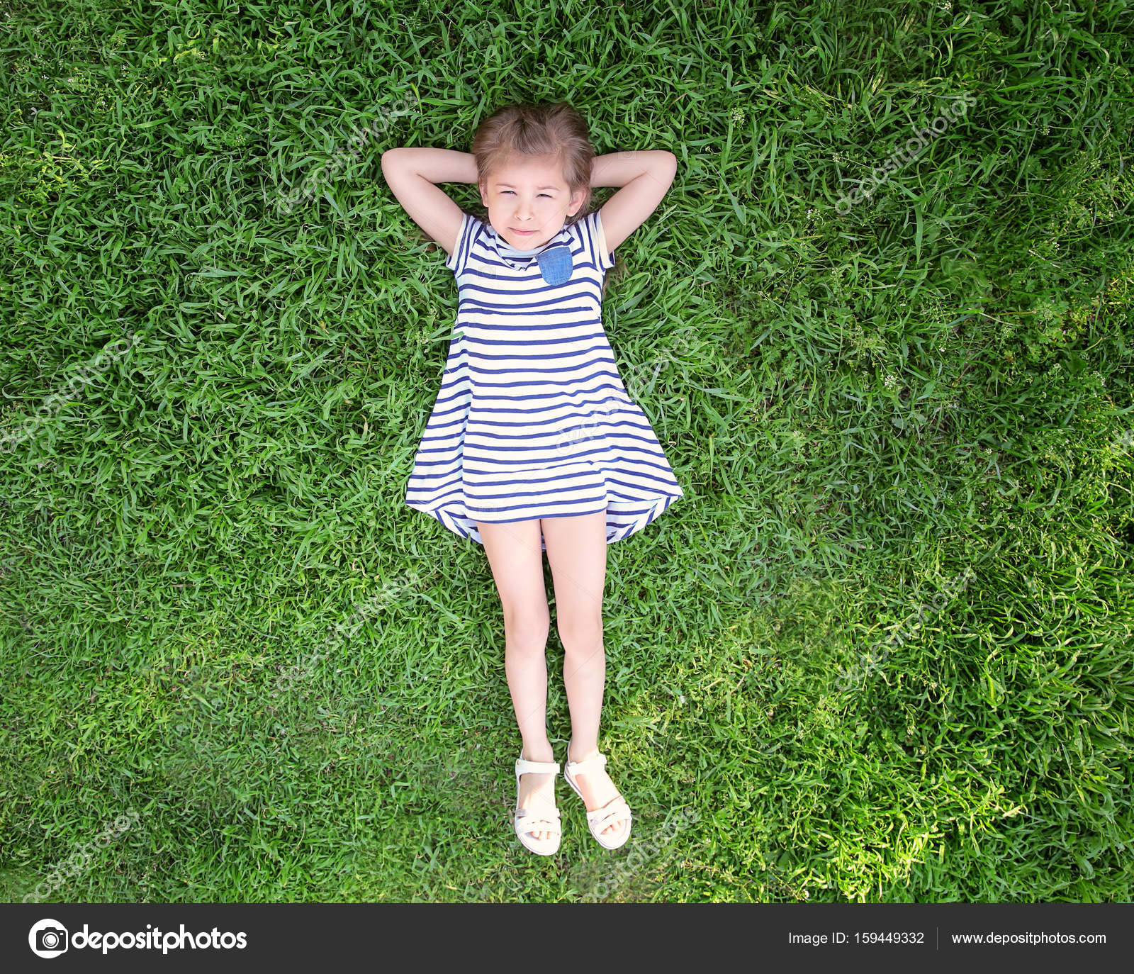 Little Girl Lying Grass Model Little Girl Lying Grass Model