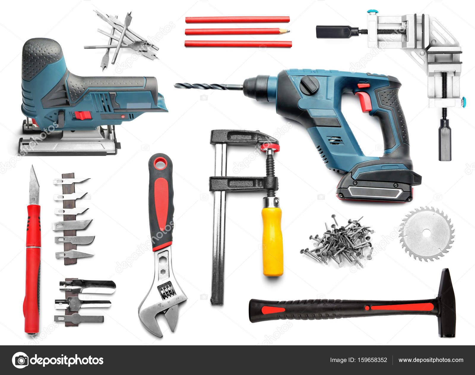 Set of carpenter's tools — Stock Photo © belchonock #159658352
