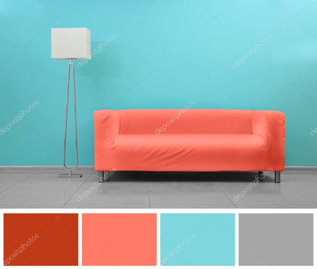 Salmon colored furniture | Palette with salmon color — Stock Photo ...