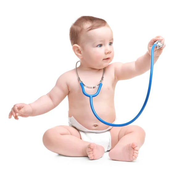 Pics: girl baby pic | Cute baby girl with stethoscope in hands — Stock ...