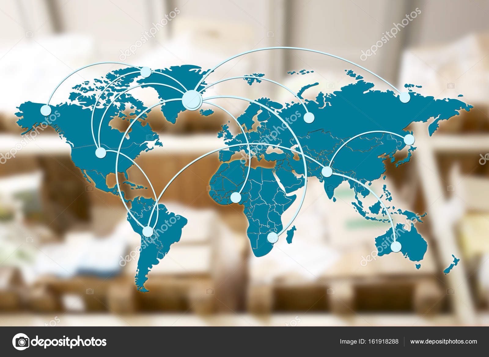 World map with logistic network Stock Photo by ©belchonock 161918288