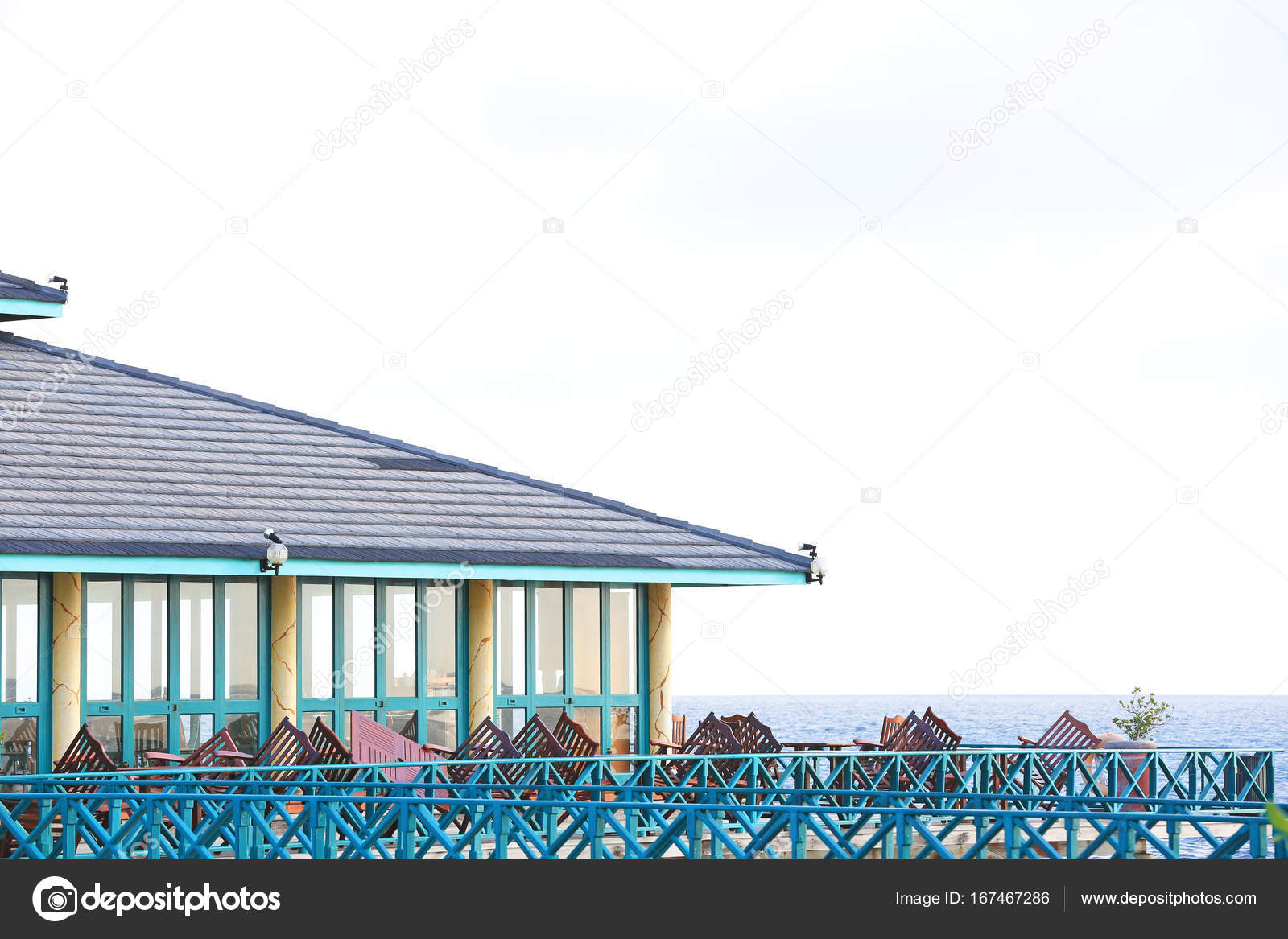 Modern beach cafe at tropical resort Stock Photo by ©belchonock 167467286