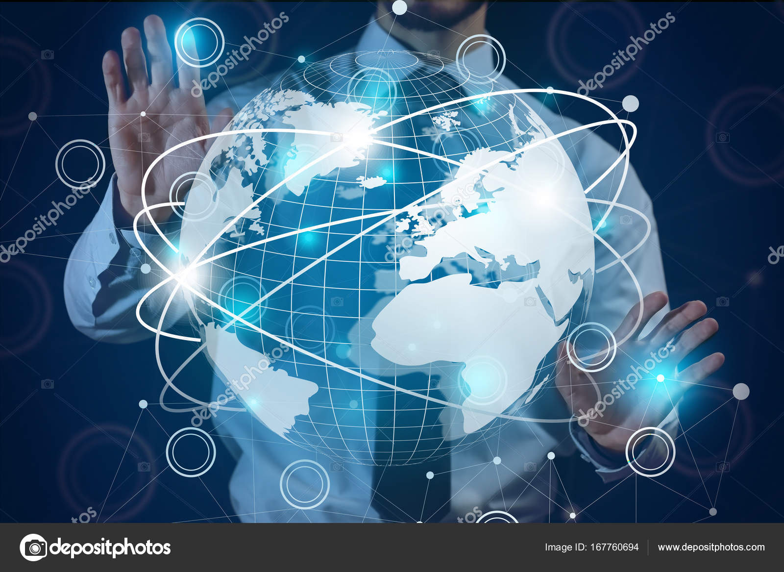 Man working with virtual screen. Management concept — Stock Photo ...