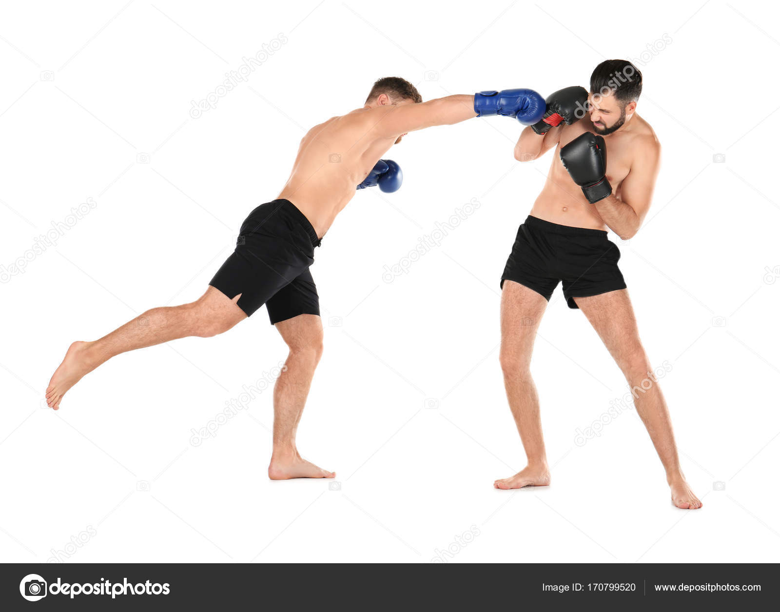 Male kickboxers fighting — Stock Photo © belchonock #170799520