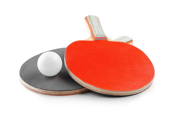 Ping pong rackets and ball, isolated on white Stock Photo by ...