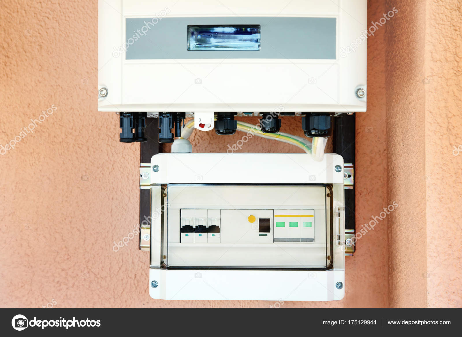 Wall-mounted control unit of solar panels — Stock Photo © belchonock ...
