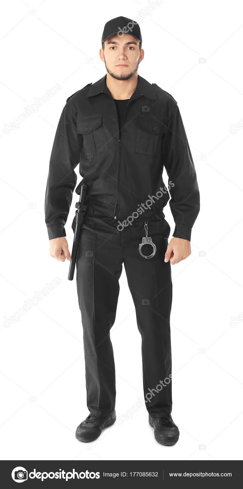 Male security guard on white background Stock Photo by ©belchonock ...