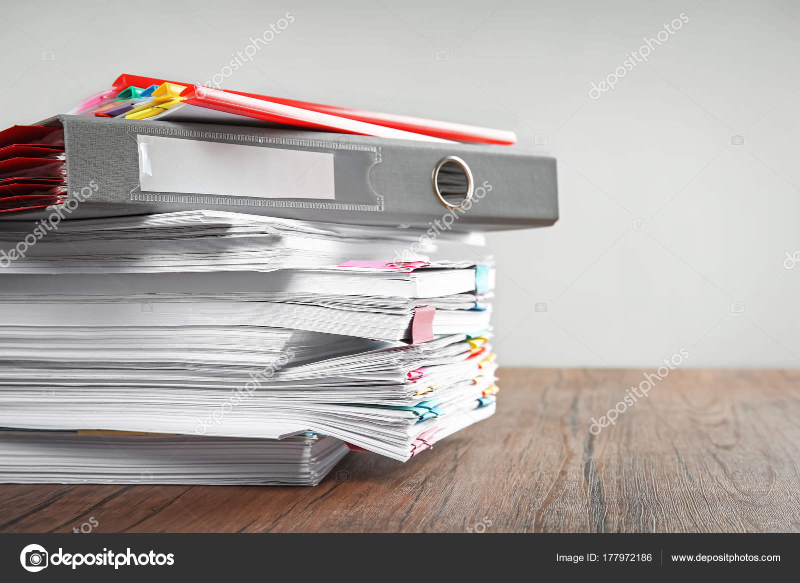 Stack Documents Table Light Background Stock Photo by ©belchonock 177972186