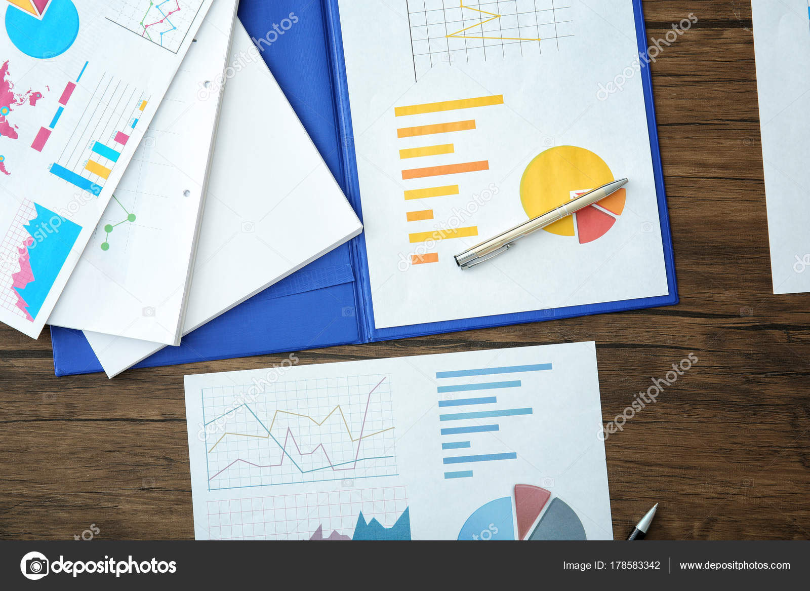 Documents with graphs and charts — Stock Photo © belchonock #178583342