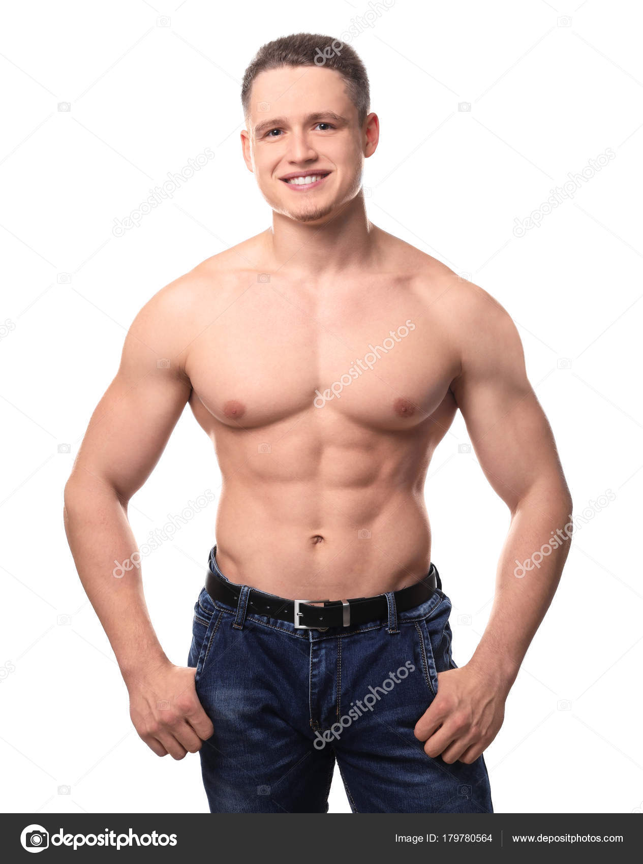 Muscular Young Bodybuilder White Background Stock Photo by ©belchonock ...