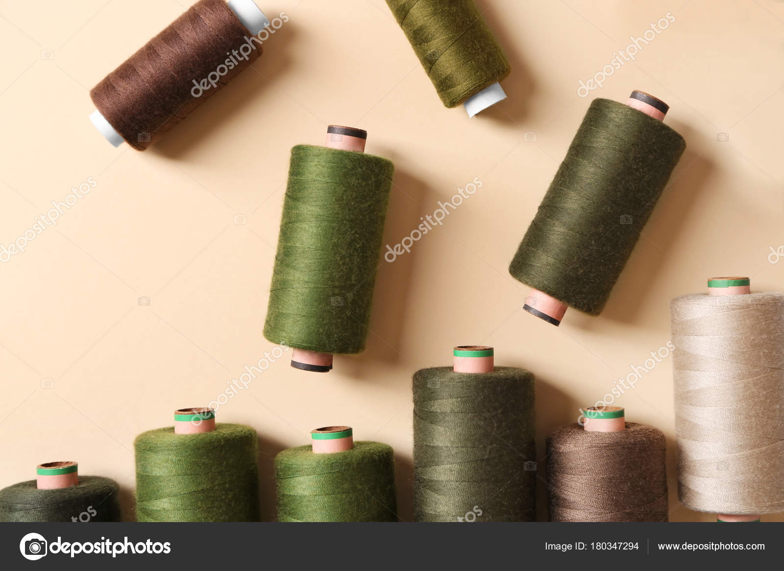 Set Sewing Threads Color Background Top View Stock Photo by ©belchonock ...