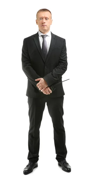 Male Security Guard White Background Stock Photo by ©belchonock 180337552