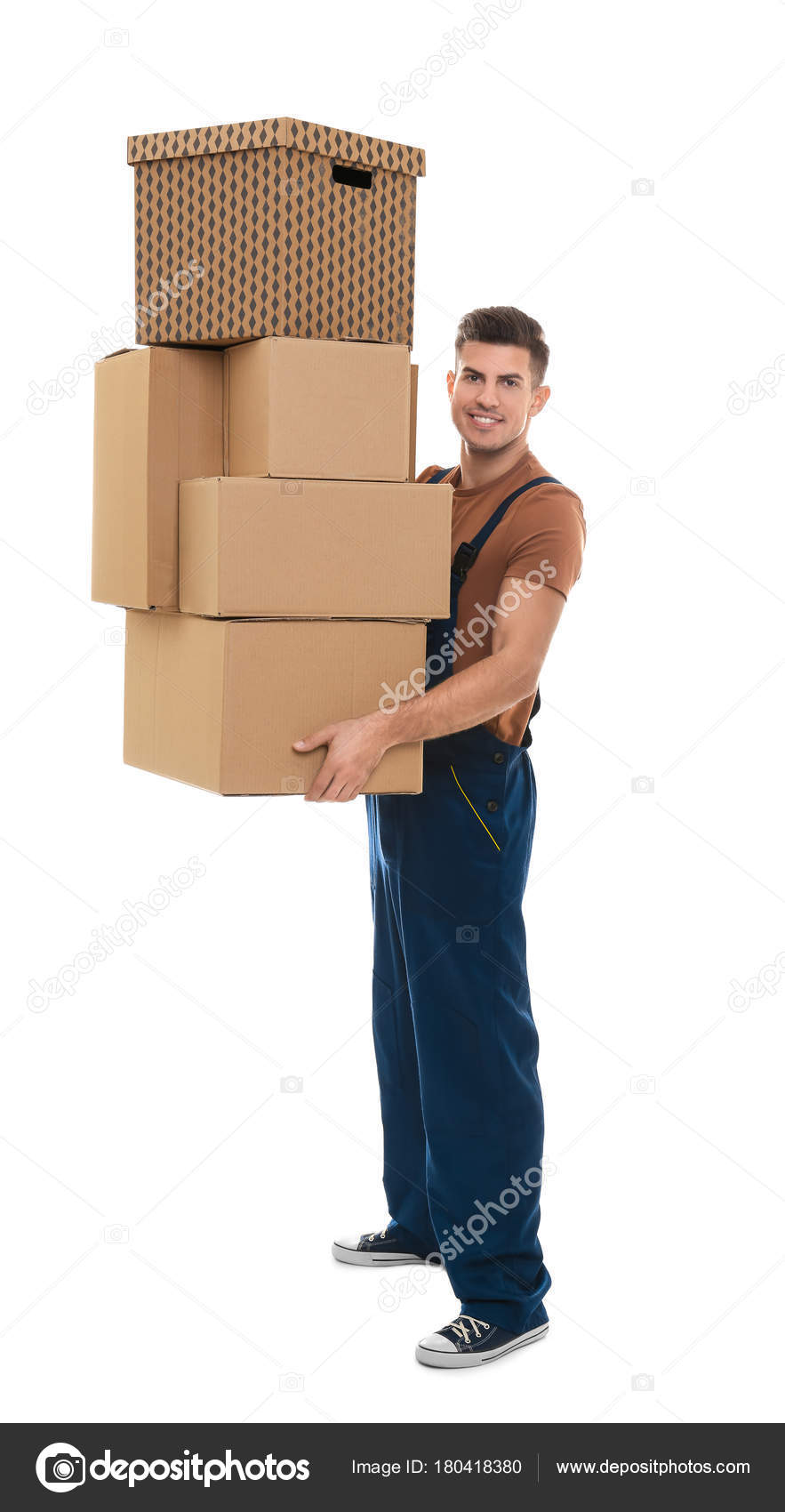 Man with moving boxes — Stock Photo © belchonock #180418380