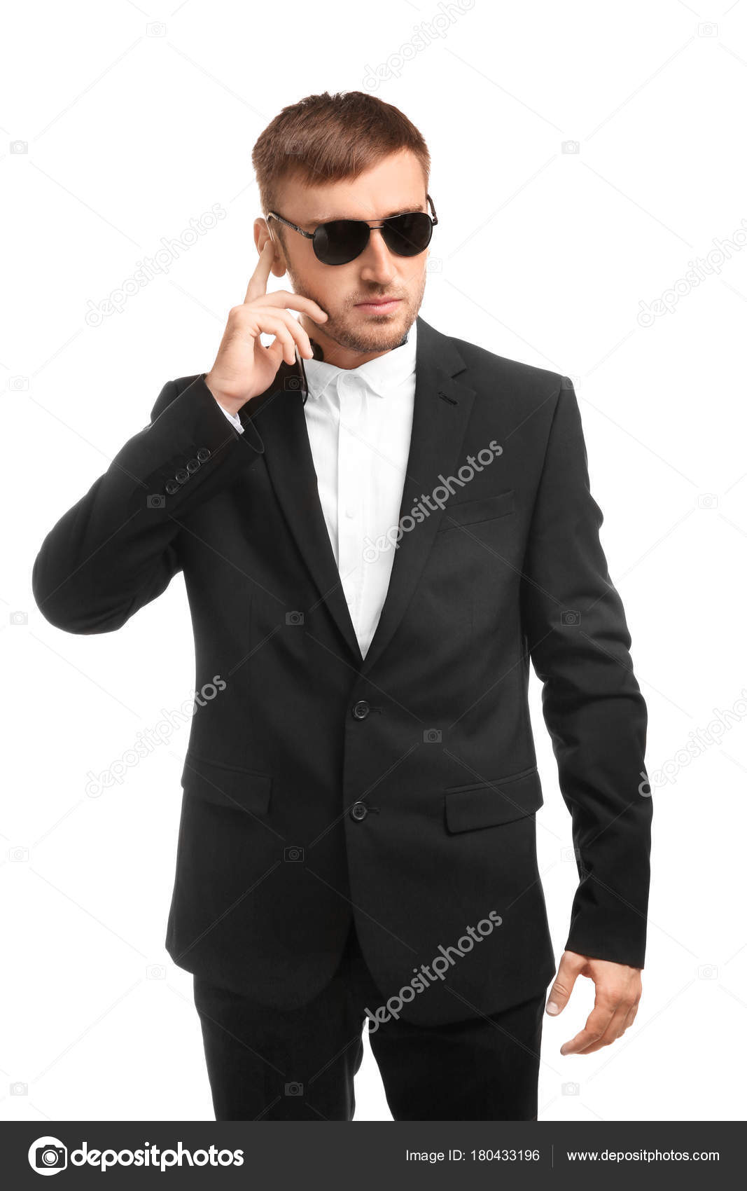 Handsome Security Guard White Background Stock Photo by ©belchonock ...