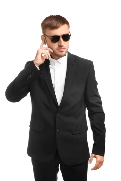 Handsome Security Guard White Background ⬇ Stock Photo, Image by ...