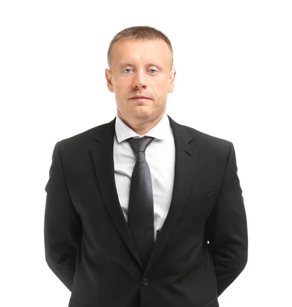 Male Security Guard White Background Stock Photo by ©belchonock 180418448