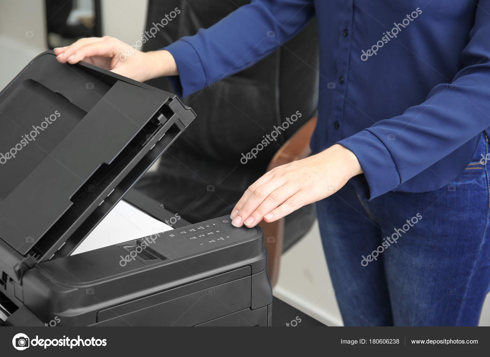 Woman Making Copy Document Office Closeup — Stock Photo © belchonock ...