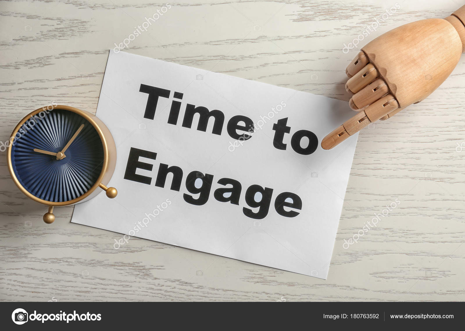 Clock Mannequin Hand Pointing Sheet Paper Phrase Time Engage Wooden ...