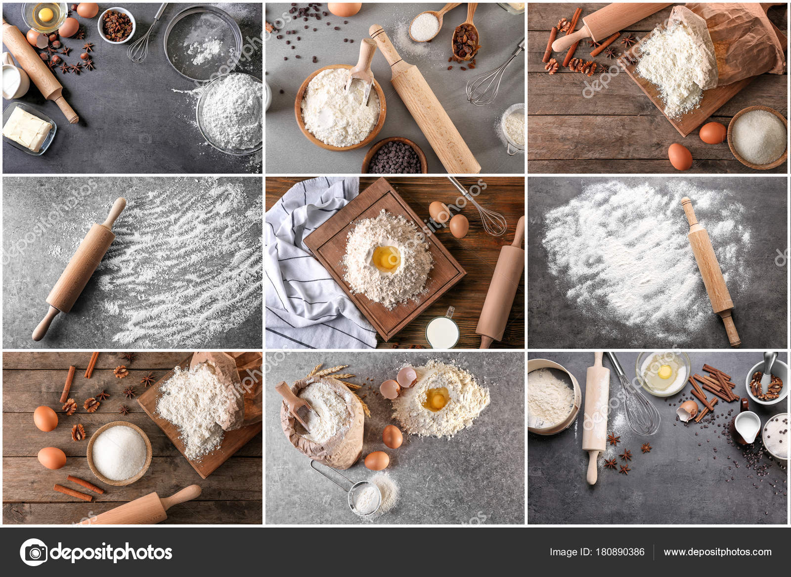 Collage Cooking Utensils Flour Other Ingredients Bakery Products Stock ...