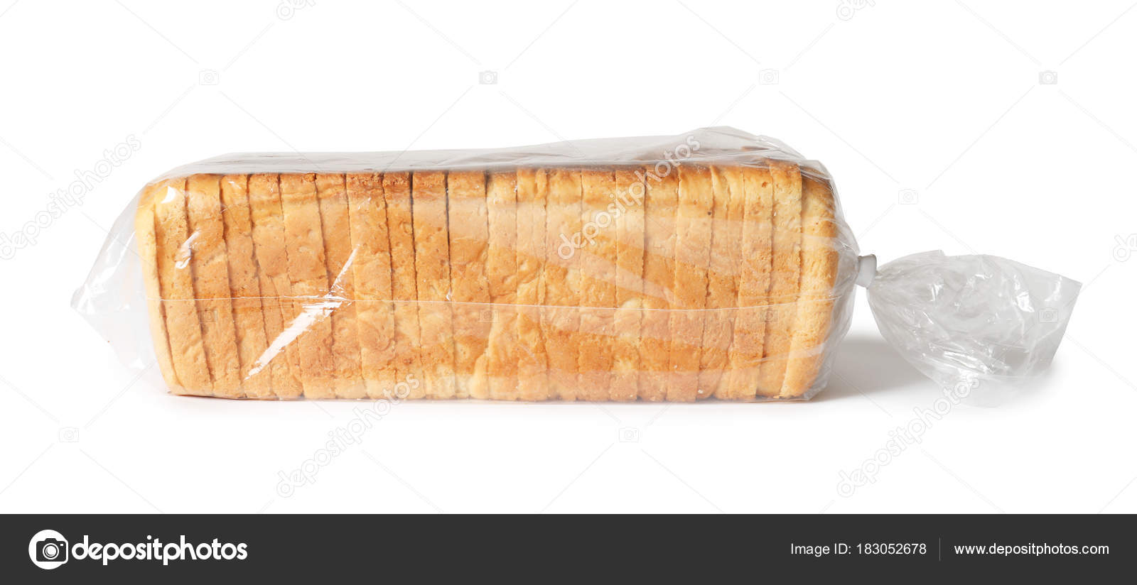 Package with slices of bread for toasting on white background Stock ...