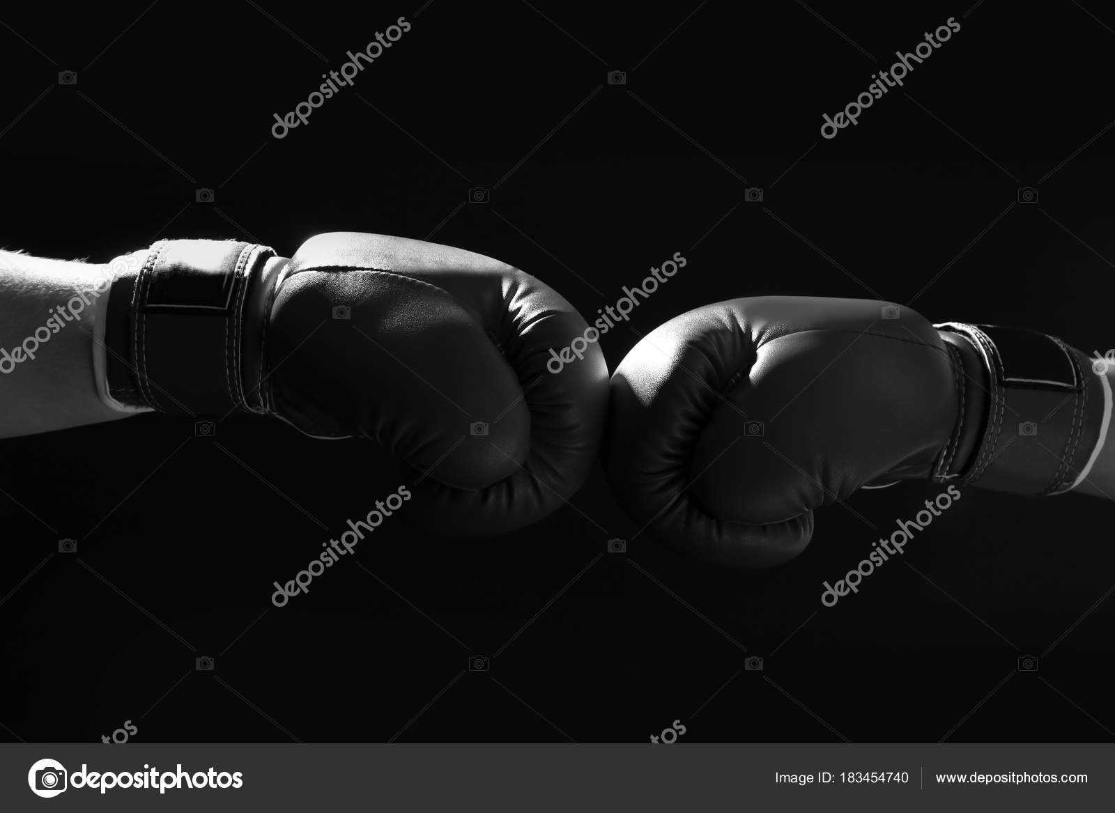 Confrontation Fighters Boxing Gloves Black Background — Stock Photo ...