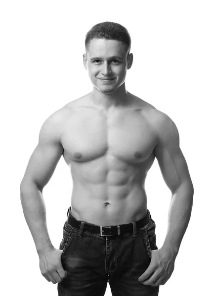 Muscular Young Bodybuilder White Background Stock Photo by ©belchonock ...