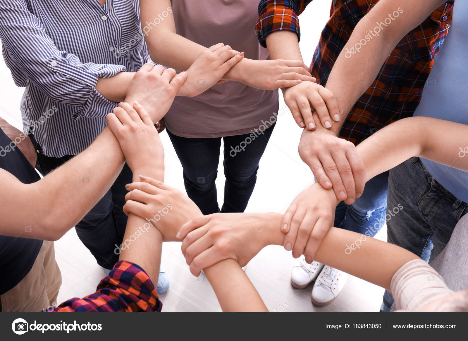 Young people making circle with their hands as symbol of unity — Stock ...