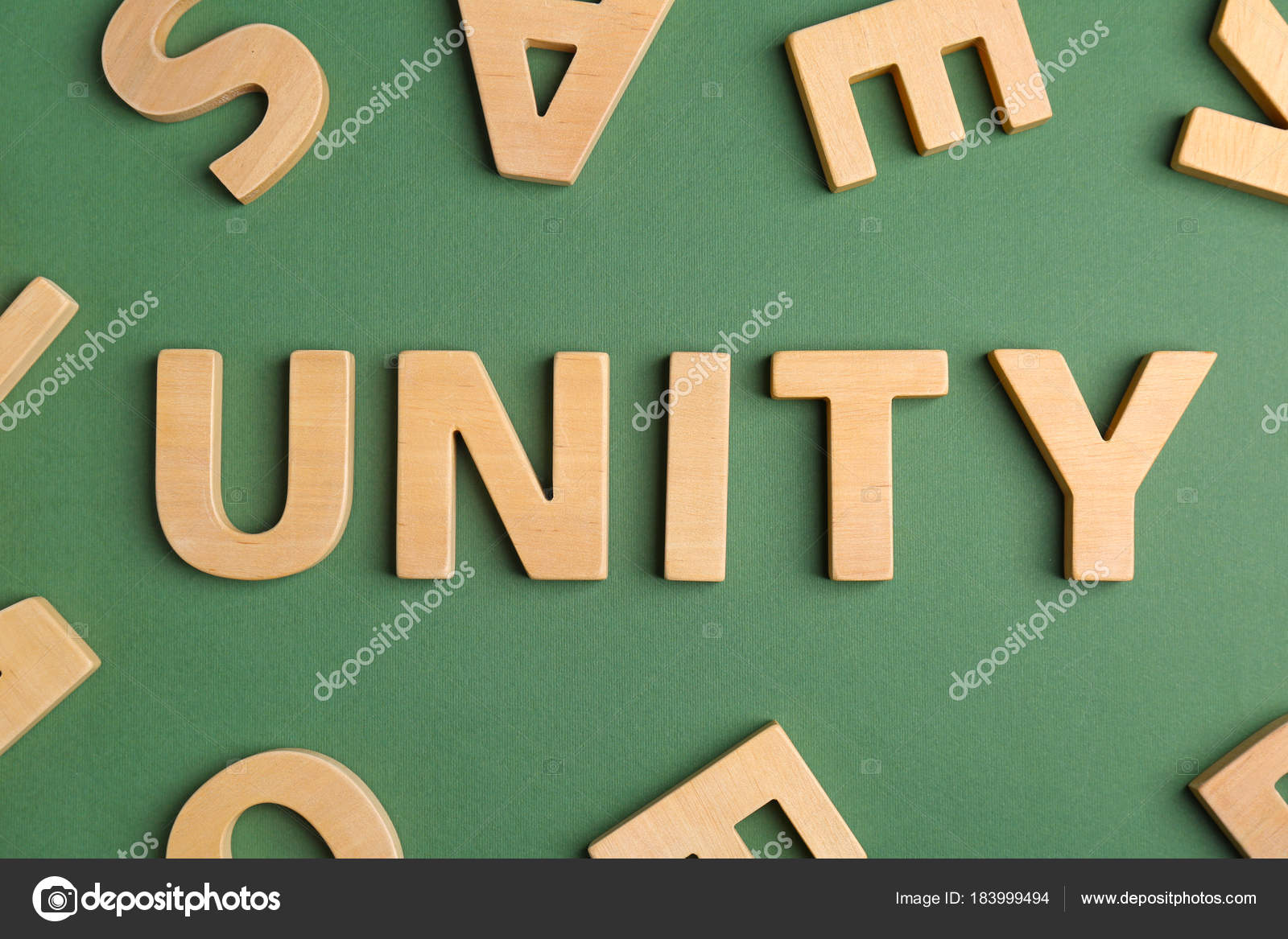 Palabra Unidad Hecha Letras Sobre Fondo Color: fotografía de stock ...