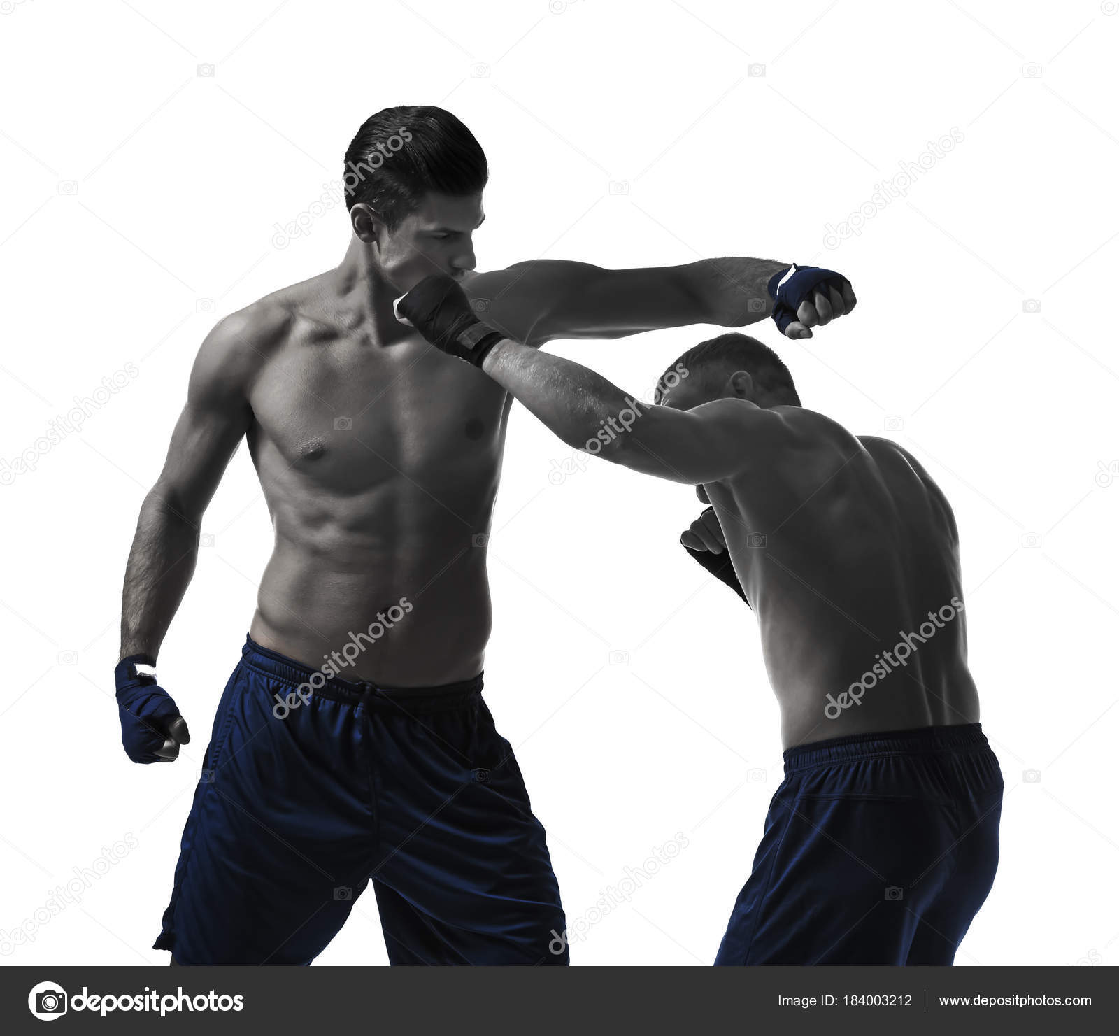 Young Boxers Fighting White Background Stock Photo by ©belchonock 184003212