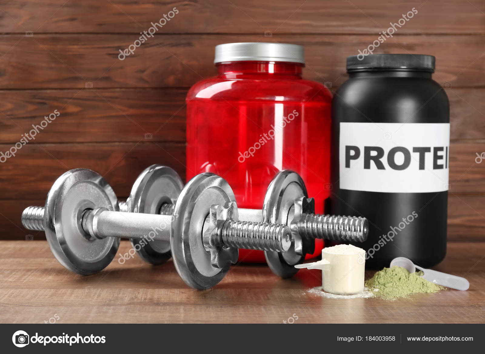 Composition with protein powder — Stock Photo © belchonock #184003958