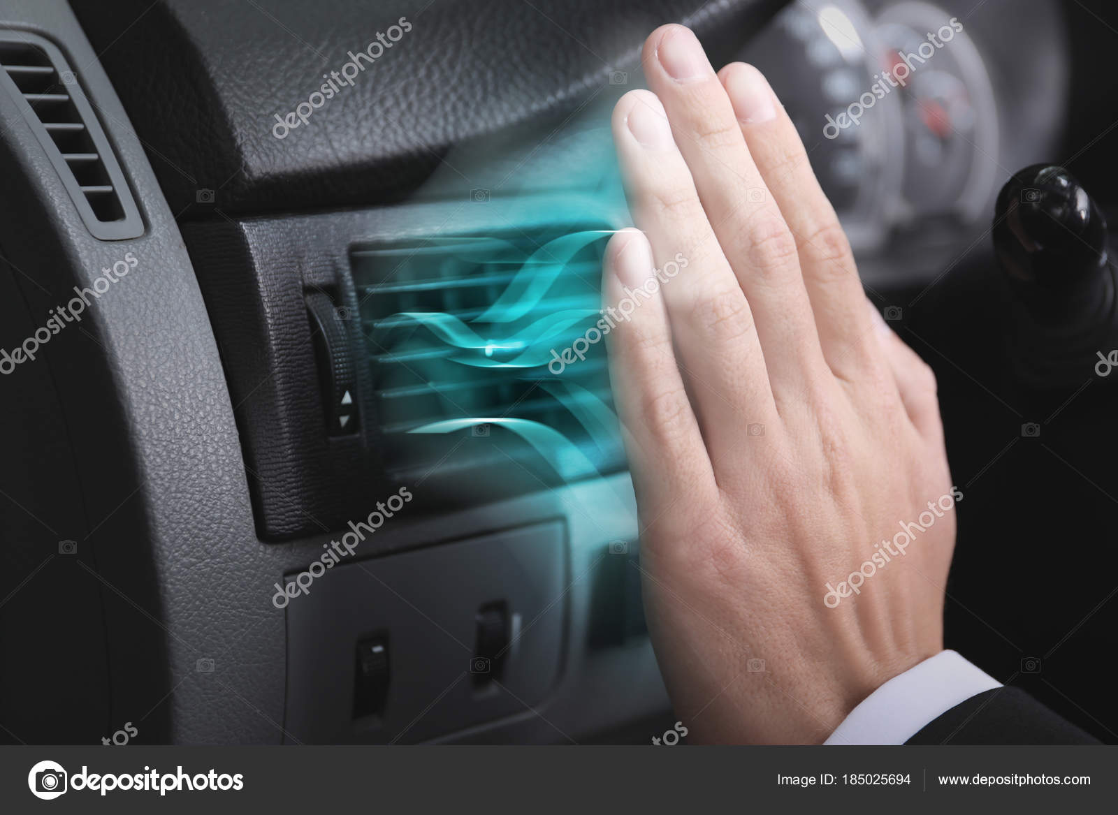 Driver Checking Flow Cold Air Conditioning System Car — Stock Photo ...