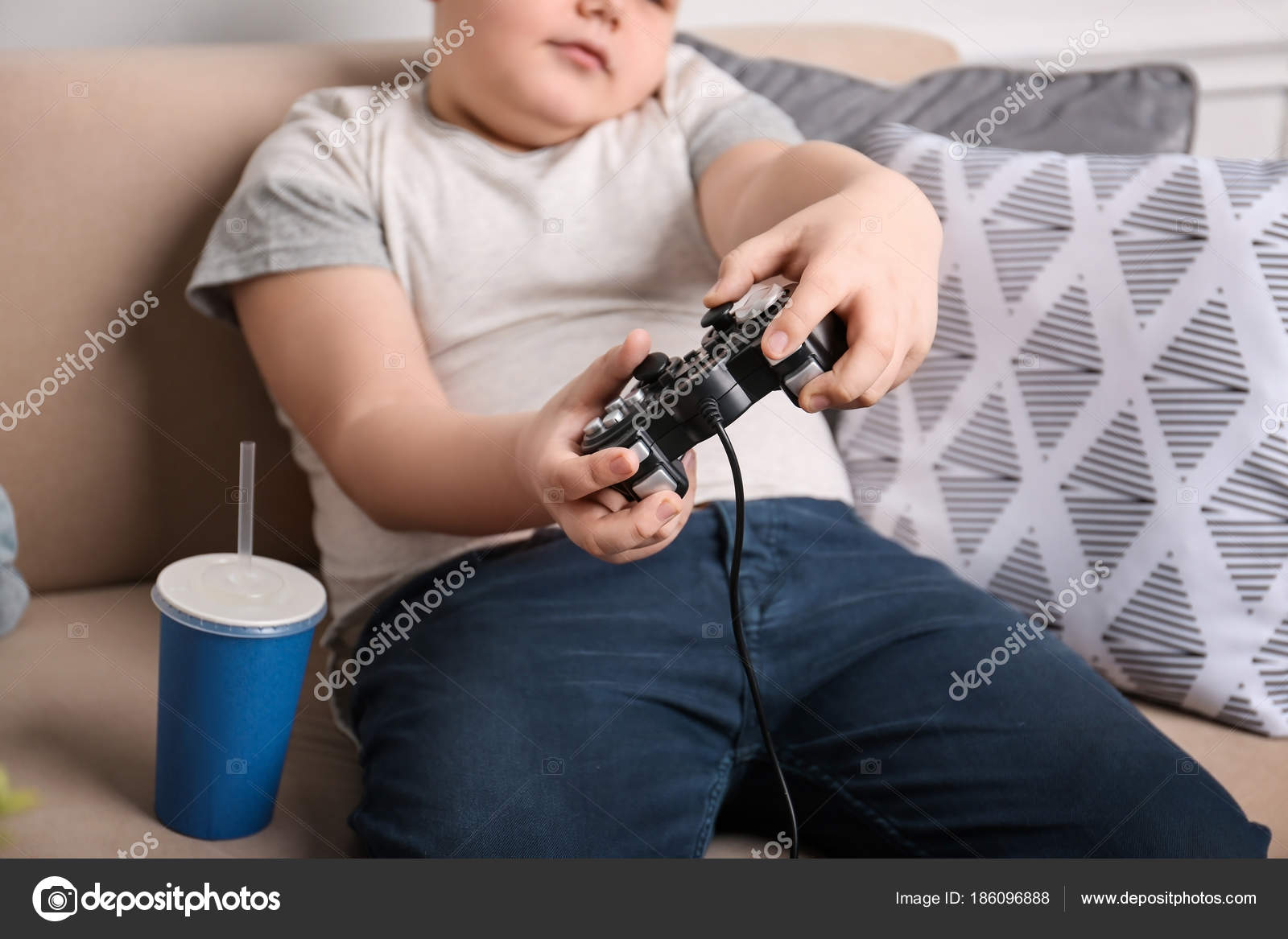 Obese Kids Playing Video Games