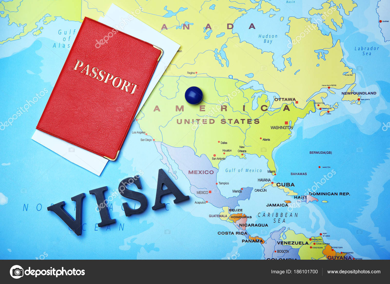 Passport Word Visa Map Stock Photo by ©belchonock 186101700