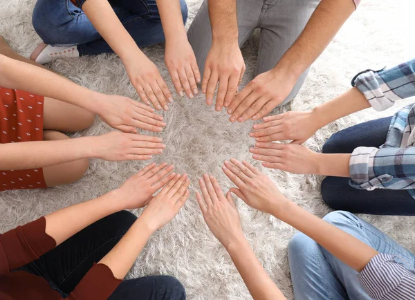 Young people making circle with their hands as symbol of unity — Stock ...