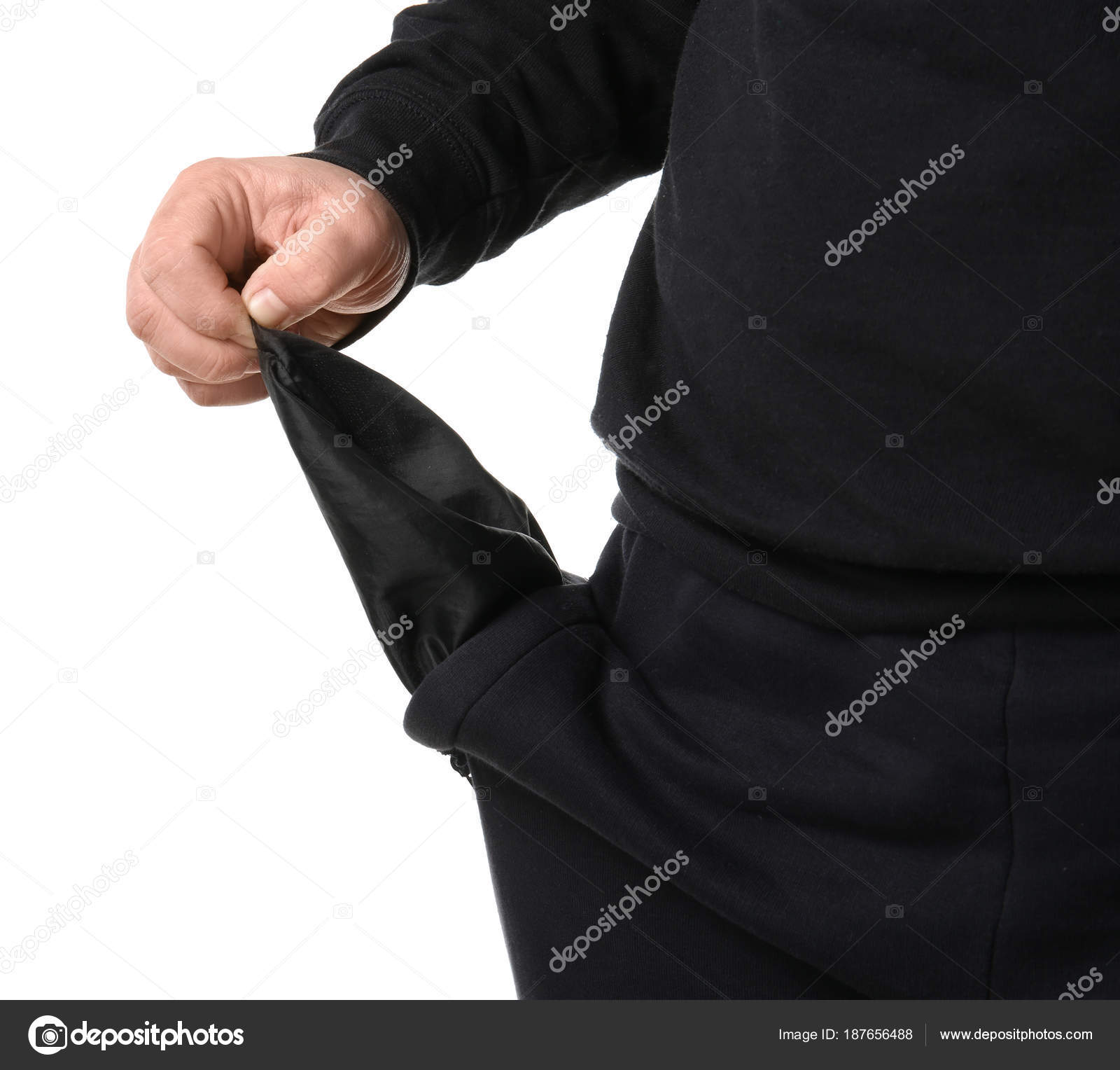 Poor man showing empty pocket on white background Stock Photo by ...