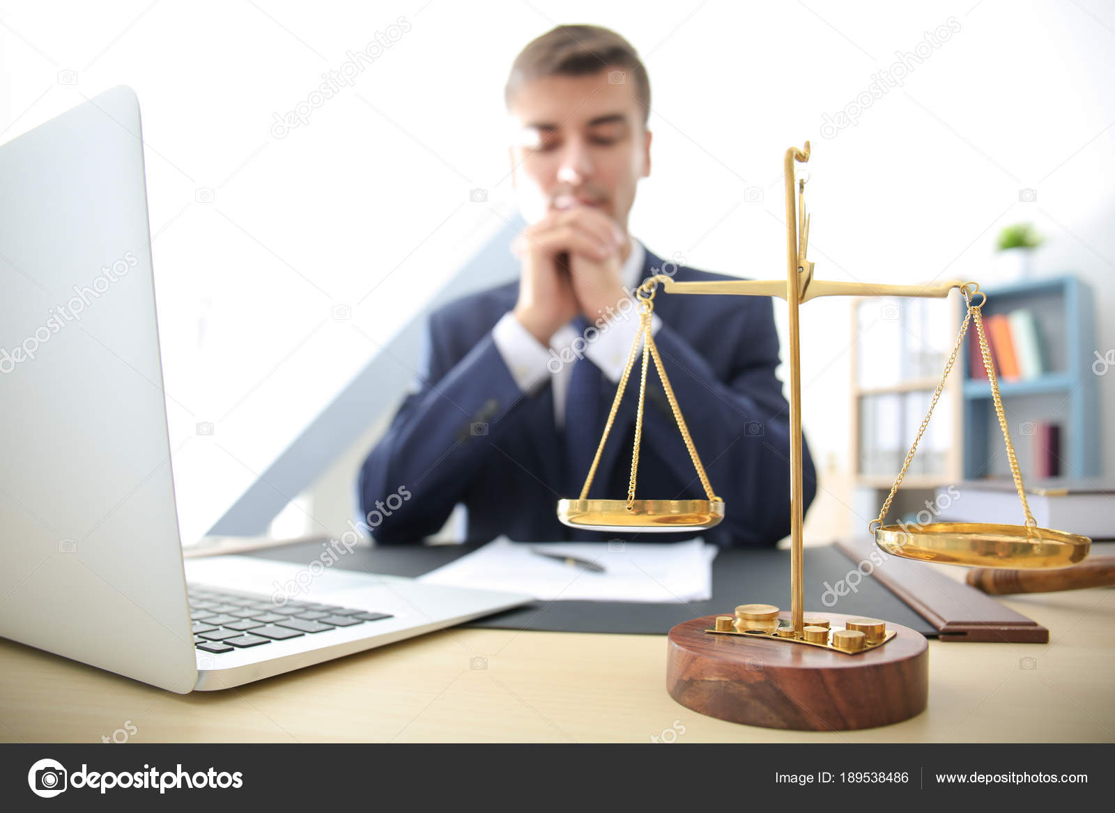 Scales of justice on table Stock Photo by ©belchonock 189538486