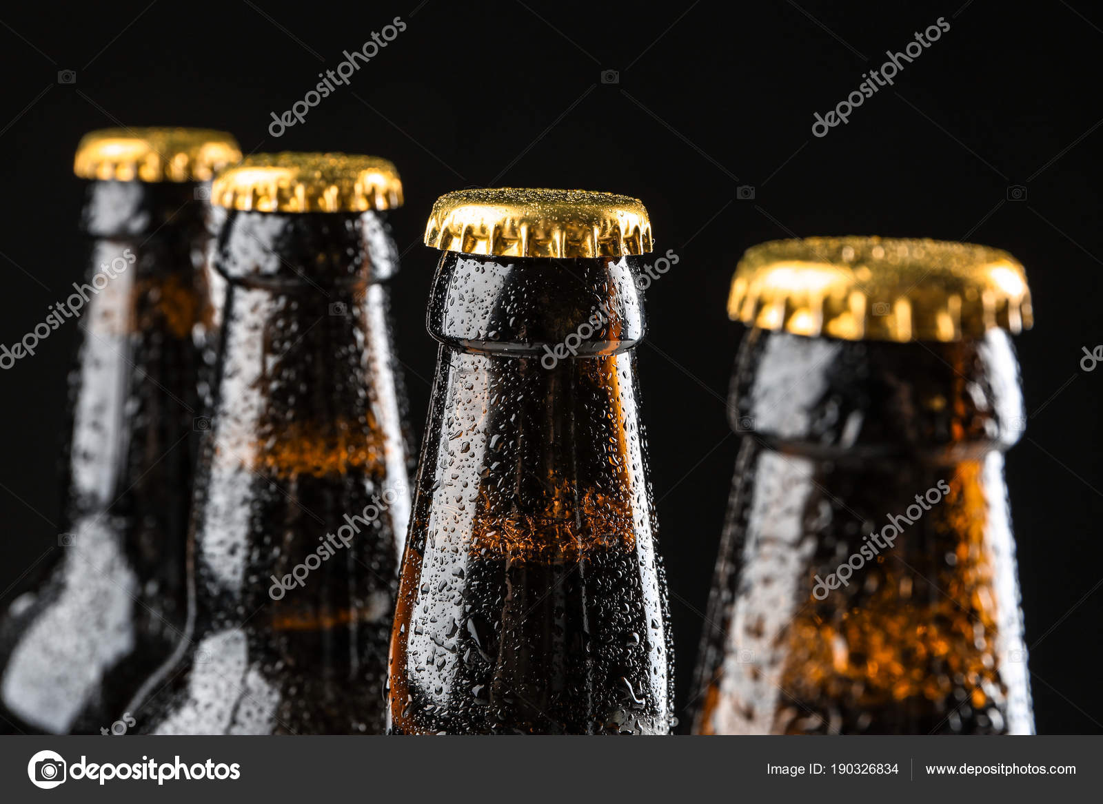 Glass Bottles Beer Black Background Closeup Stock Photo by ©belchonock ...