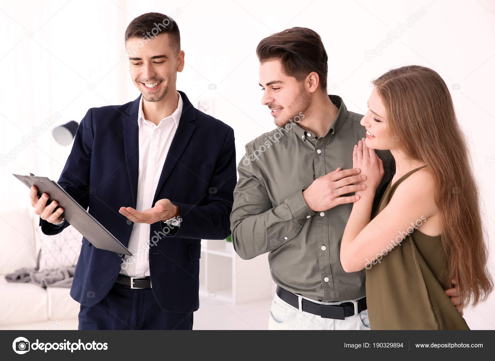 Real Estate Agent Clients New House Stock Photo by ©belchonock 190329894