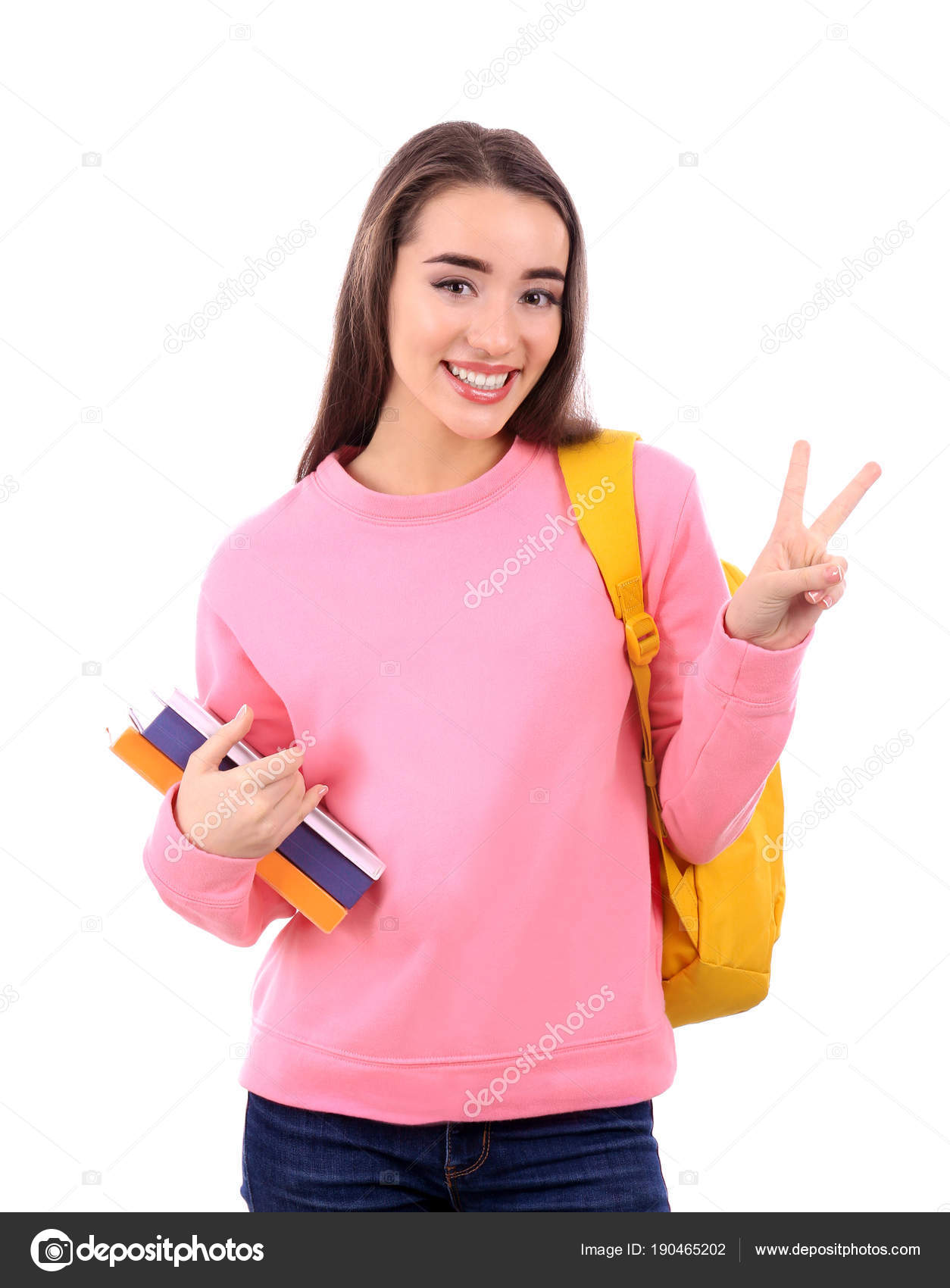 Student with books and backpack — Stock Photo © belchonock #190465202