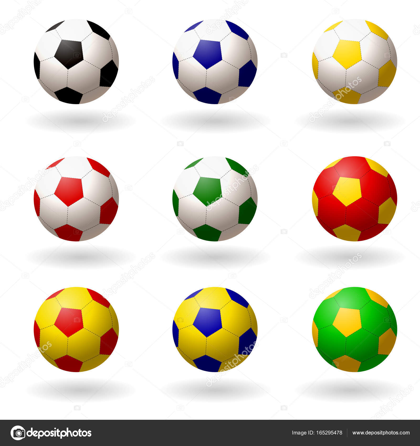 Ballon de foot. ensemble de balles différentes couleurs pour jouer au ...
