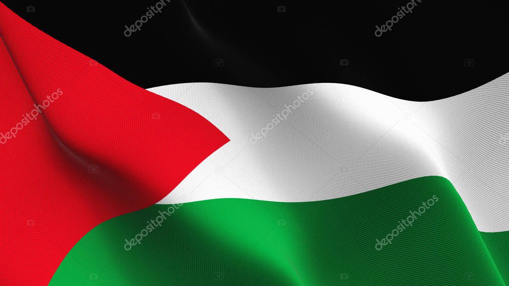 Bandera de Palestina ondeando bucle. Bandera realista palestina con ...
