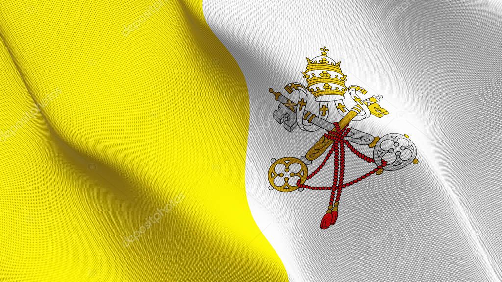 Bandera de la Ciudad del Vaticano ondeando bucle. Bandera realista del ...
