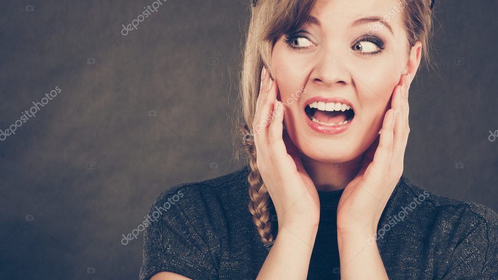 Blonde confused scared woman. — Stock Photo © Anetlanda #127236338