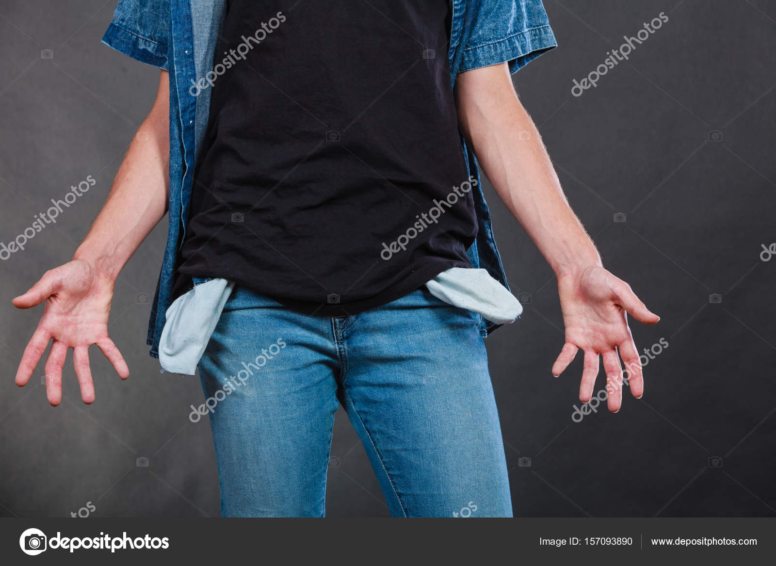 Male showing empty pockets Stock Photo by ©Anetlanda 157093890