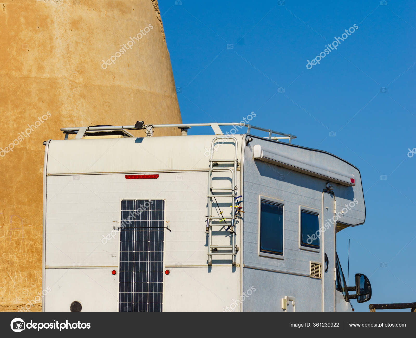 Caravan Mesa Roldan Tower Visiting Cabo Gata Nijar Natural Park – Stock ...