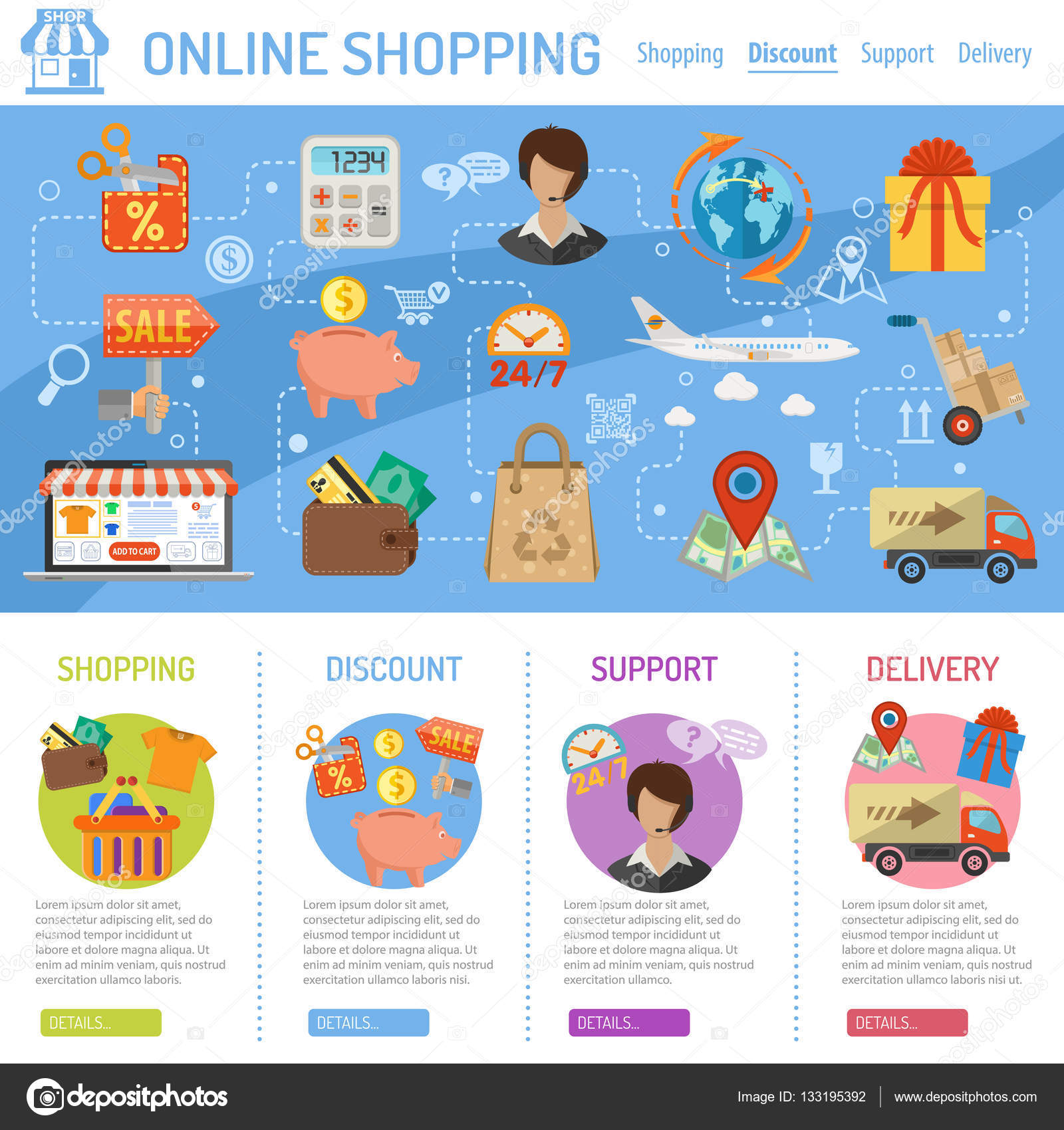 Online Shopping Infographics Stock Vector Image by ©TAlexey #133195392