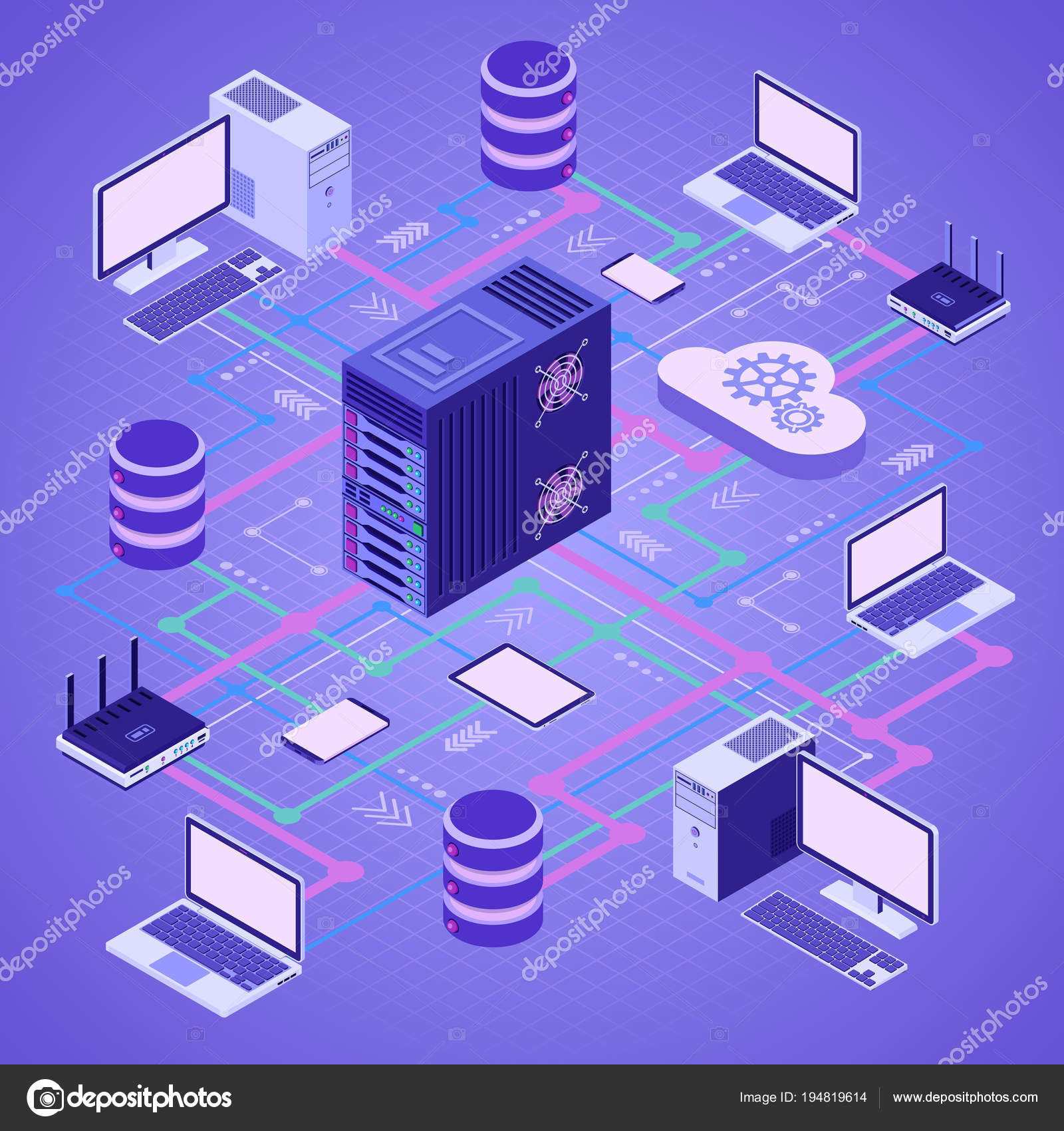 Data Network Cloud Computing Technology Isometric Stock Vector Image by ©TAlexey #194819614